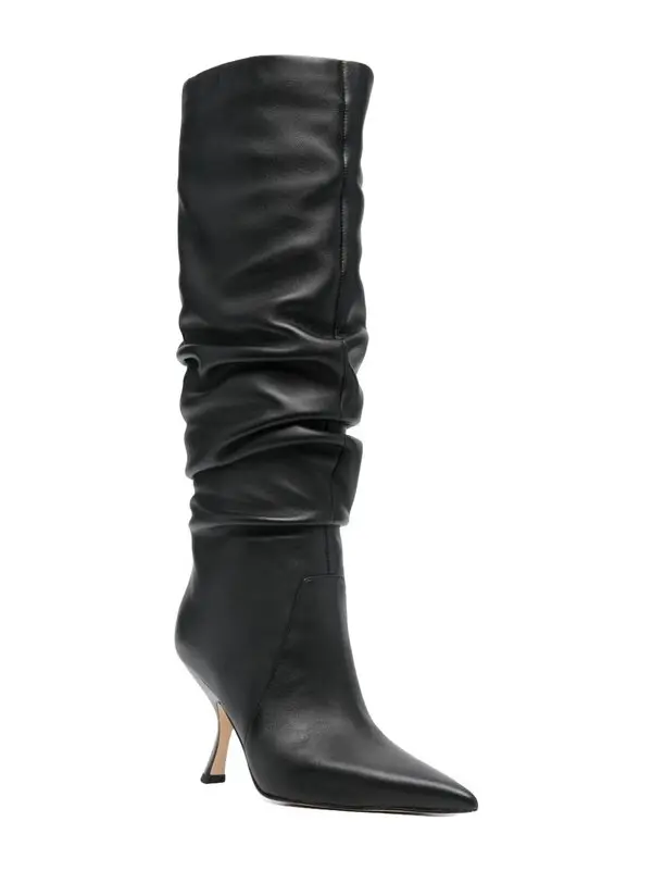 Michael Kors 90mm Draped Leather Boots - Black