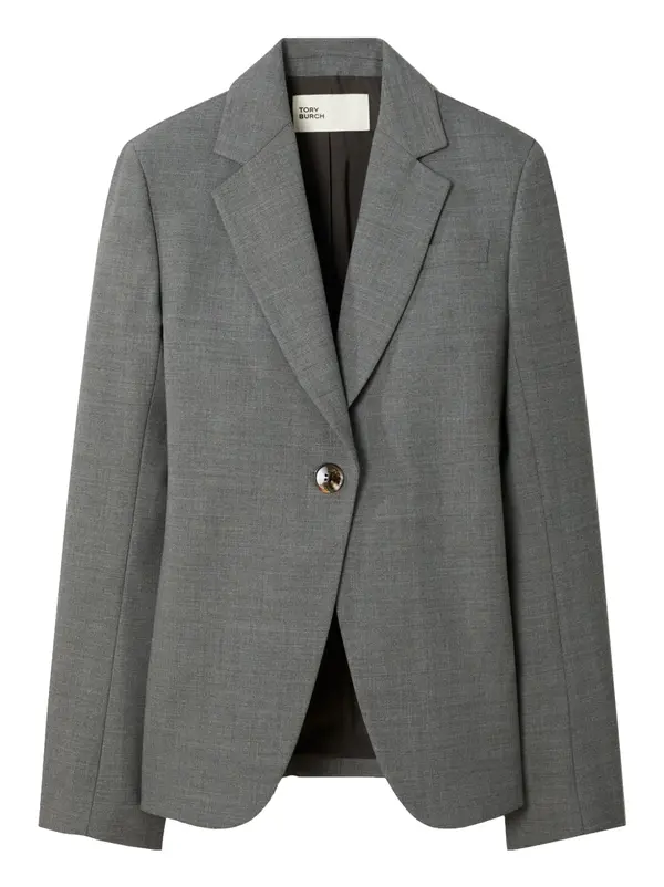 Tory Burch Stretch Flannel Blazer - Grey