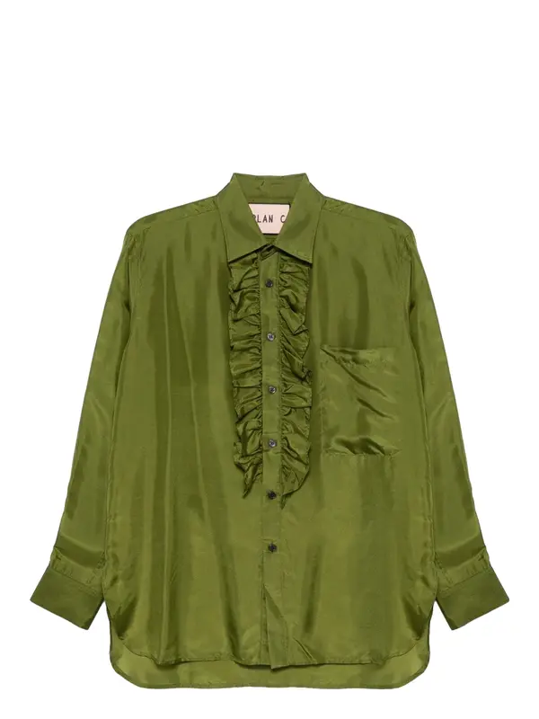 Plan C Ruffle-detailed Shirt - Green