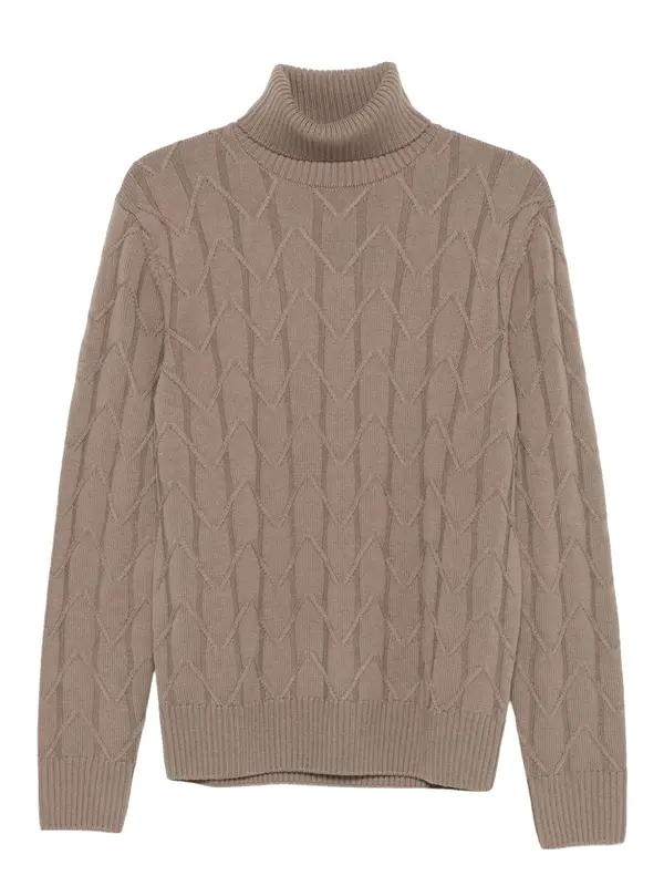 Boggi Milano Cable-knit Roll Neck Sweater - Brown