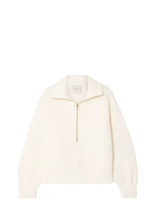 Varley Milano Ribbed Cotton-blend Jersey Sweatshirt - Neutrals