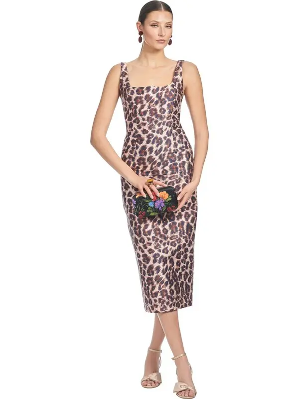 Sachin & Babi Cressida Leopard Print Column Midi Dress - Big Cat