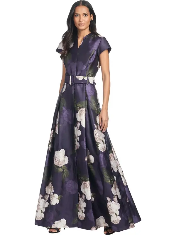 Sachin & Babi Marta Floral Mikado Gown - Twilight Blooms