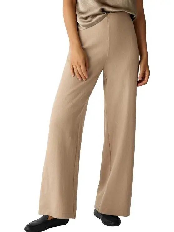 Eileen Fisher Wool Wide Leg Pants - Biscuit