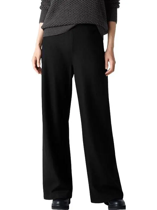 Eileen Fisher Wool Wide Leg Pants - Black