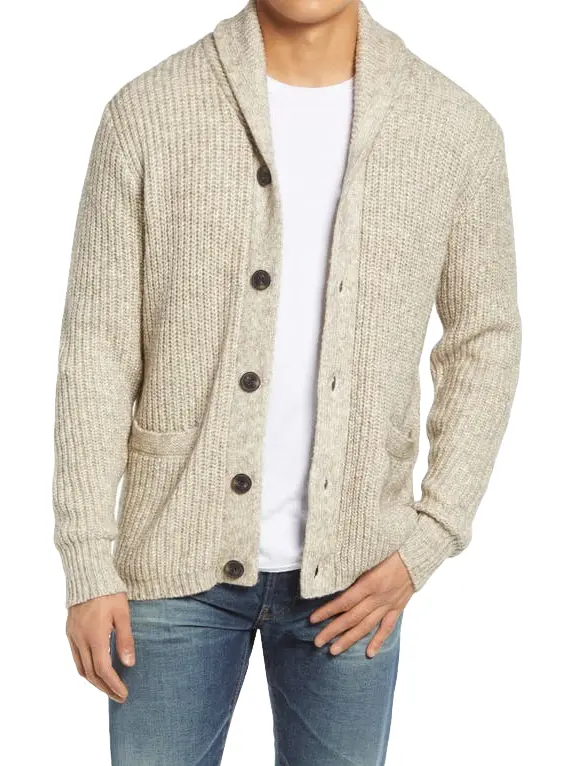 SCHOTT Heavyweight Shawl Collar Cardigan - Limestone