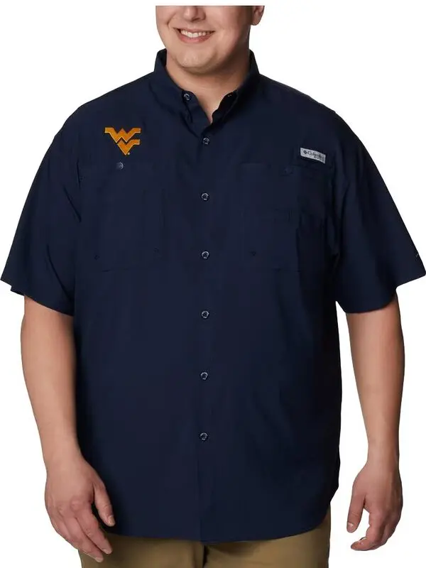 Columbia West Virginia Mountaineers Big & Tall Tamiami Omni-shade Button-down Shirt - Navy