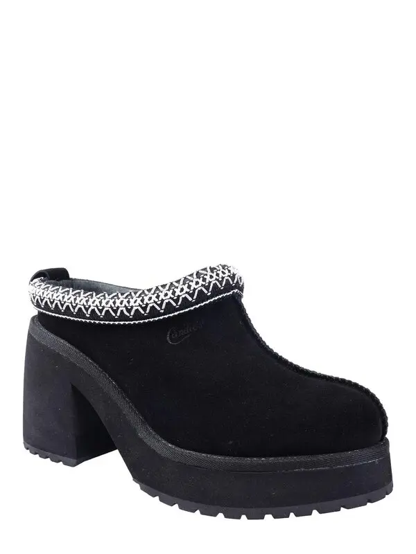 CANDIE'S Leora Platform Clog - Black Suede
