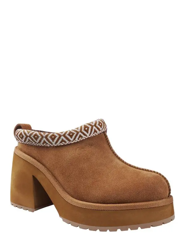 CANDIE'S Leora Platform Clog - Natural Suede