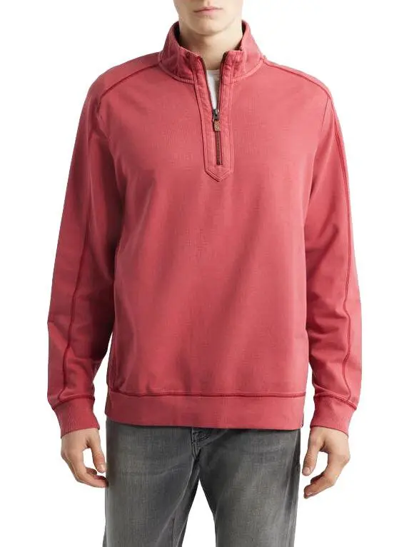 Tommy Bahama Ben & Terry Half Zip Sweatshirt - Deep Havana