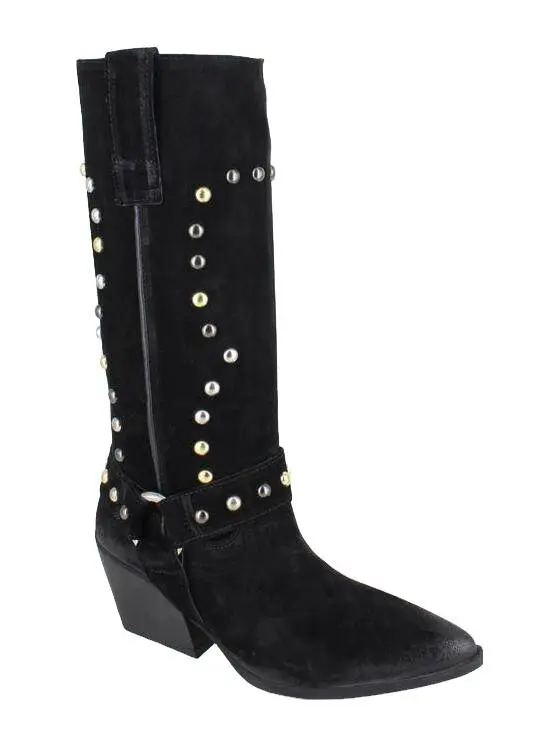 ZIGINY Giana Studded Western Boots - Black