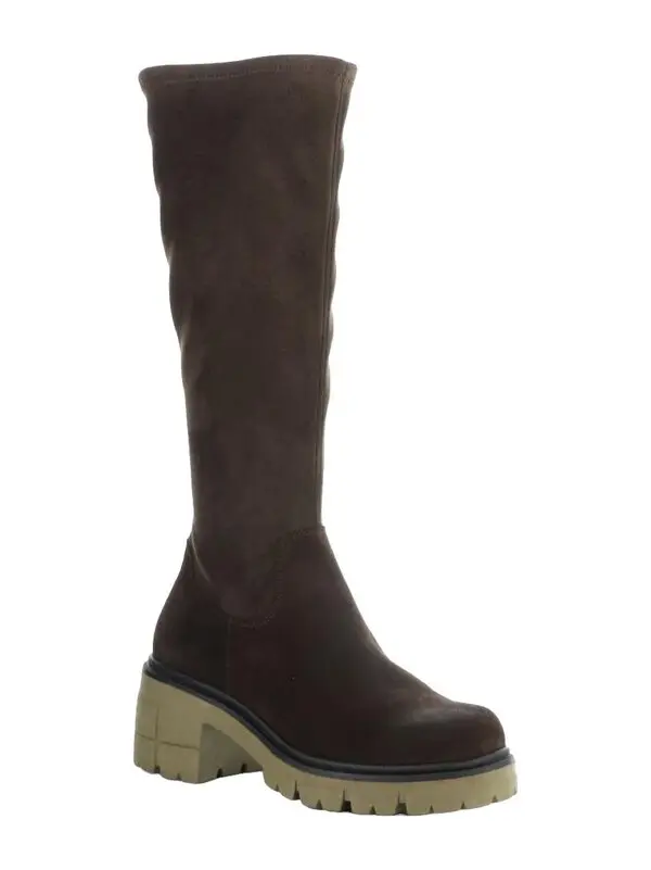 BOS. & CO. Brenna Waterproof Knee High Platform Boots - Dark Brown/ Brown/ Khaki