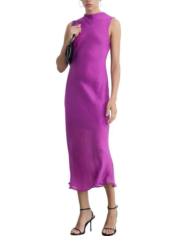 Mango Sleeveless Midi Dress - Purple