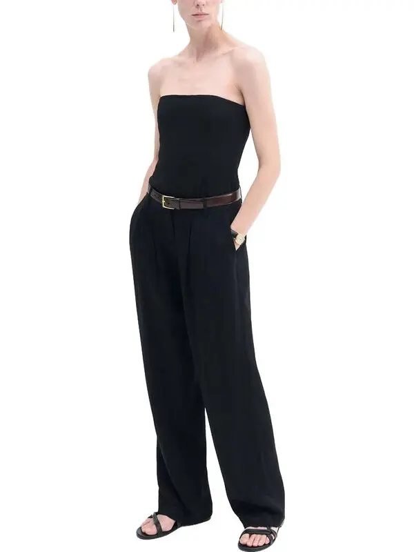 Co Strapless Bustier Top In Crepe - Black