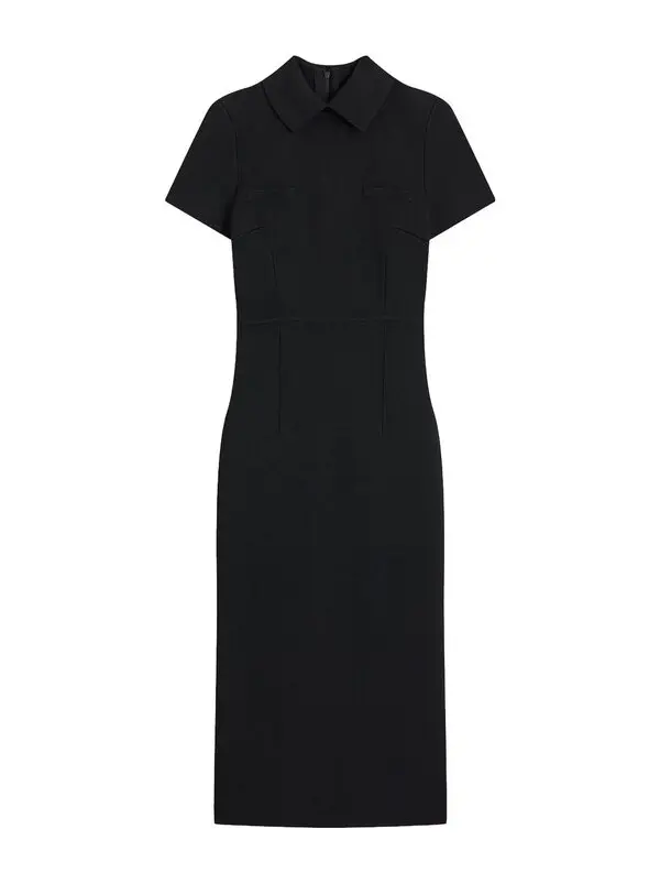 Scanlan Theodore Crepe Knit Collar Dress - Black