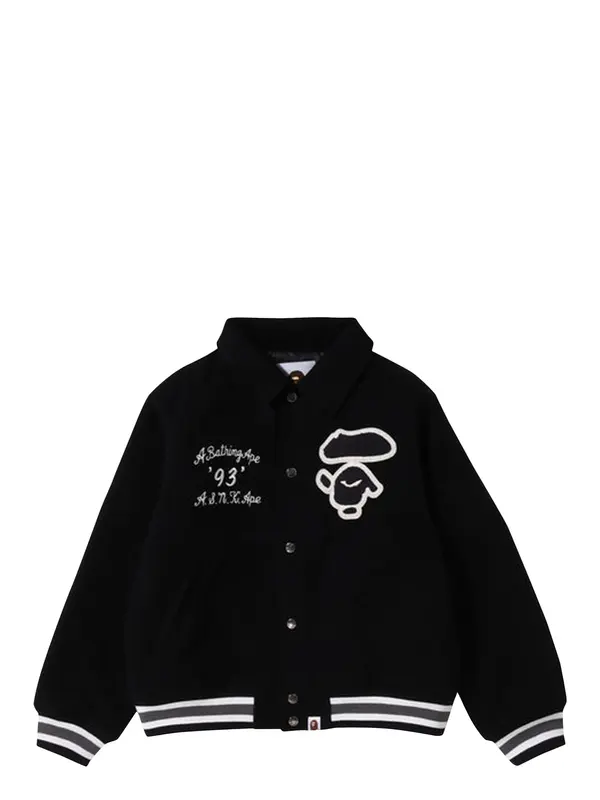 A BATHING APE Melton Varsity Jacket - Black