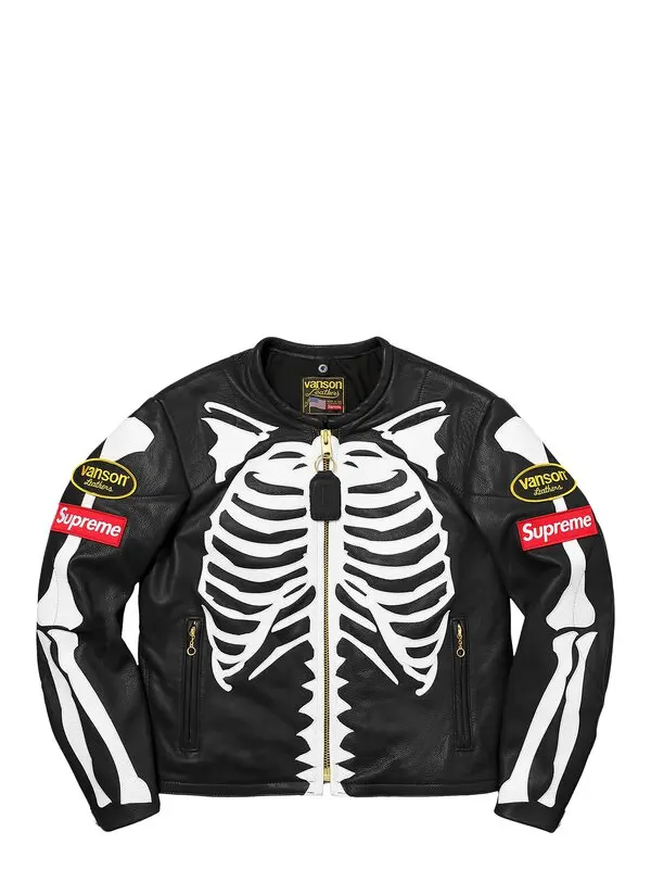 Supreme X Vanson Leather Bones Jacket - Black