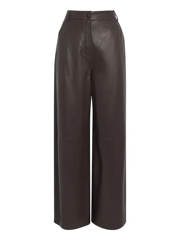 YVES SALOMON Lambskin Wide-leg Trousers - Beige