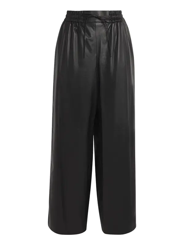 YVES SALOMON Lambskin Wide-leg Trousers - Black