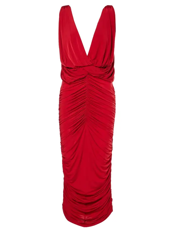 Magda Butrym Ruched Draped Midi Dress - Red