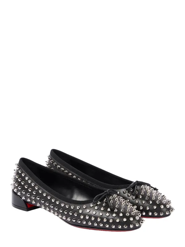 CHRISTIAN LOUBOUTIN Spiked Leather Ballerinas - Black