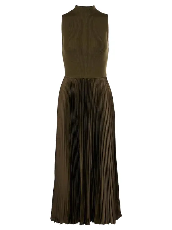 Polo Ralph Lauren Knitted Plisse Midi Dress - Green