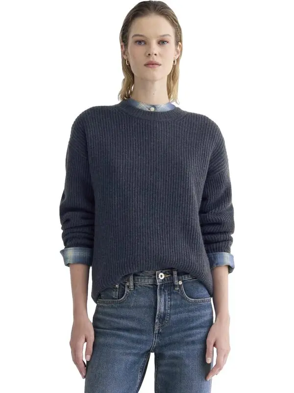 Everlane Cocoon Crew Neck Wool Cashmere Sweater - Indigo