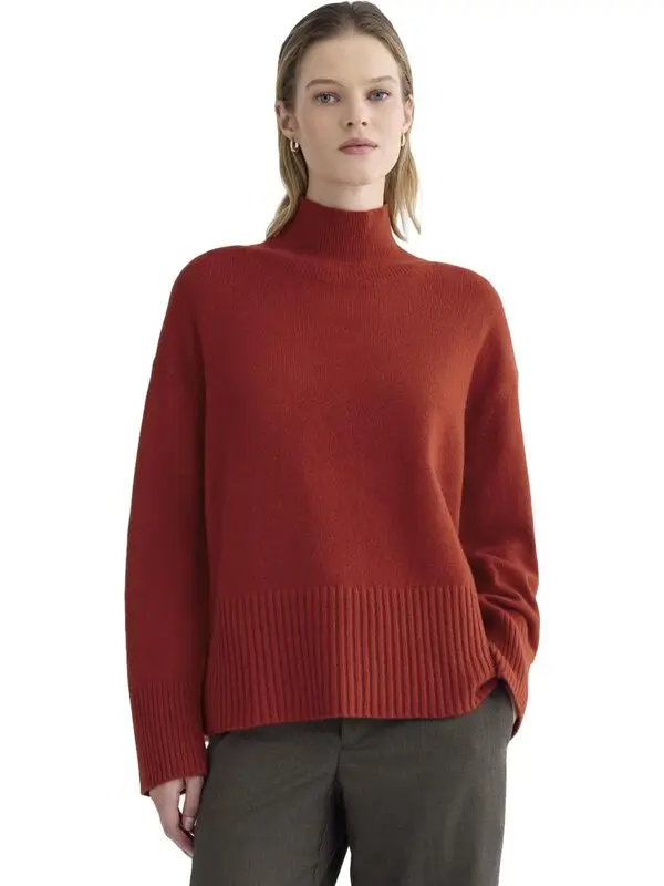 Everlane Boxy Turtleneck Sweater - Berry Red
