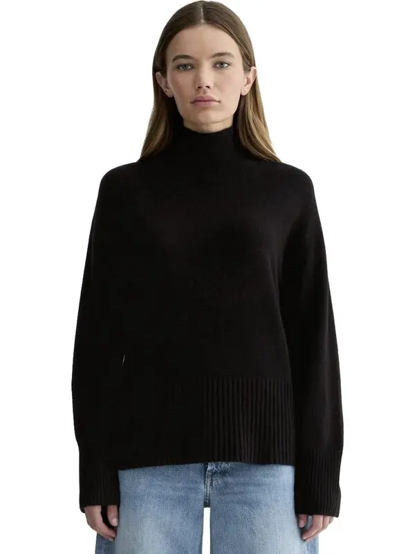 Everlane Boxy Turtleneck Sweater - Black