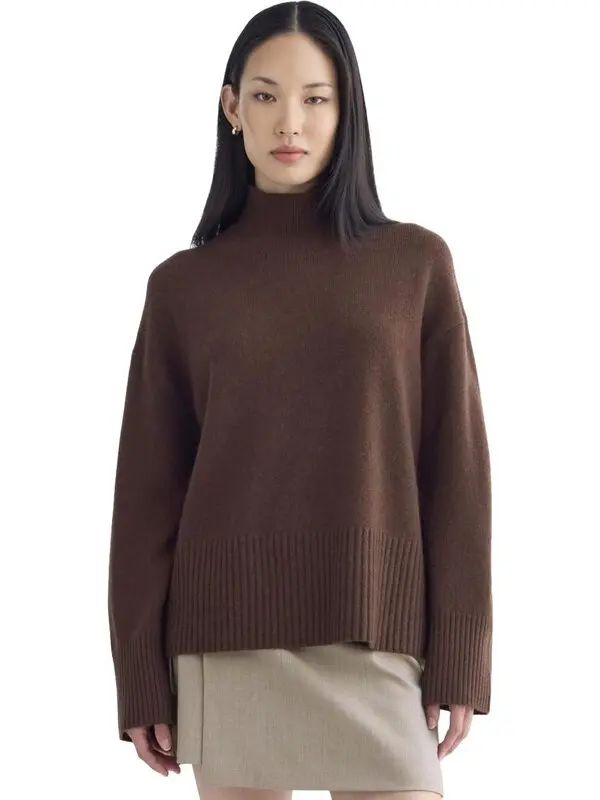 Everlane Boxy Turtleneck Sweater - Dark Mahogany