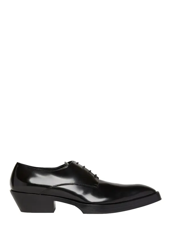 Bottega Veneta Dalton Cuban-heel Leather Derby Shoes - Black