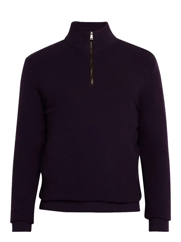 Ralph Lauren Cashmere Birdseye Quarter-zip Sweater - Purple