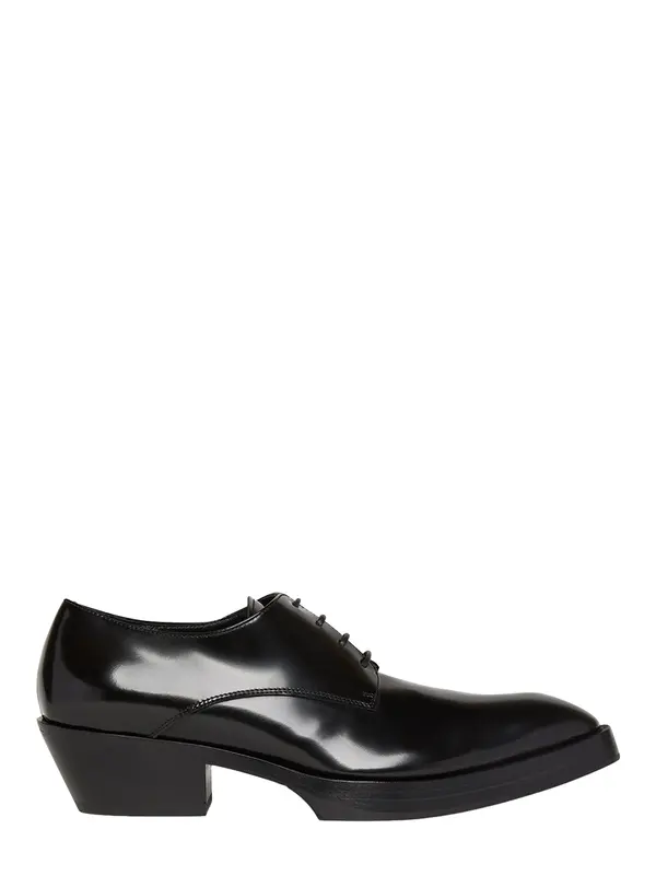 Bottega Veneta Dalton Cuban-heel Leather Derby Shoes - Black