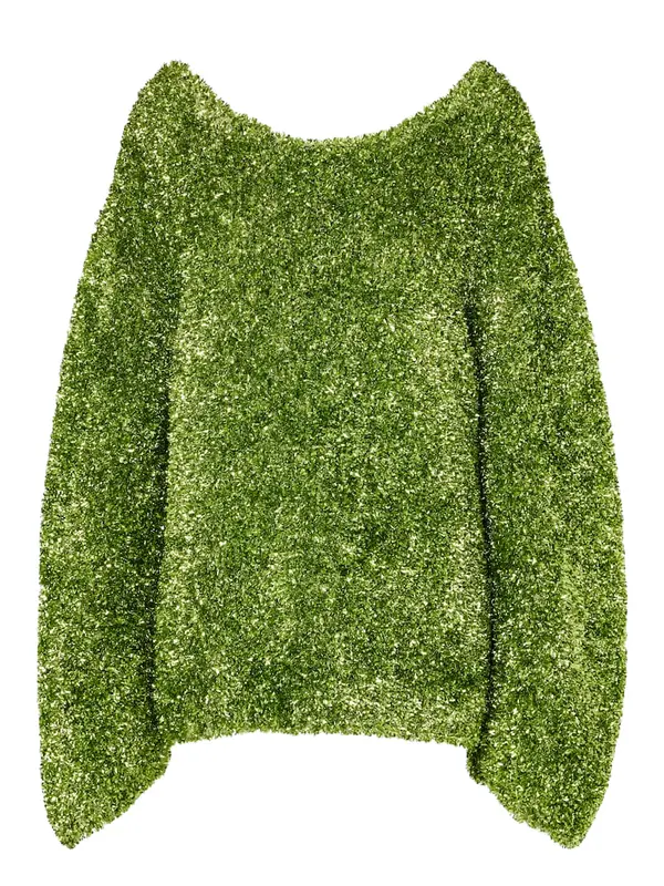 Dries Van Noten Oversized Lamé Sweater - Green