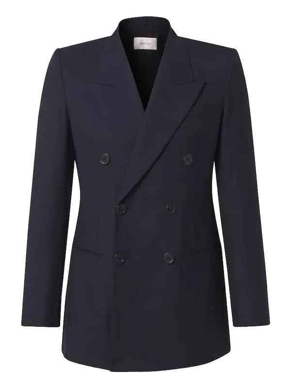 Saint Laurent Wool Tuxedo Jacket - Blue