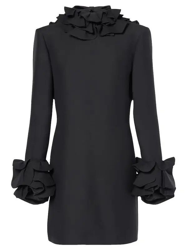 Valentino Garavani Crepe Couture Ruffled Mini Dress - Black