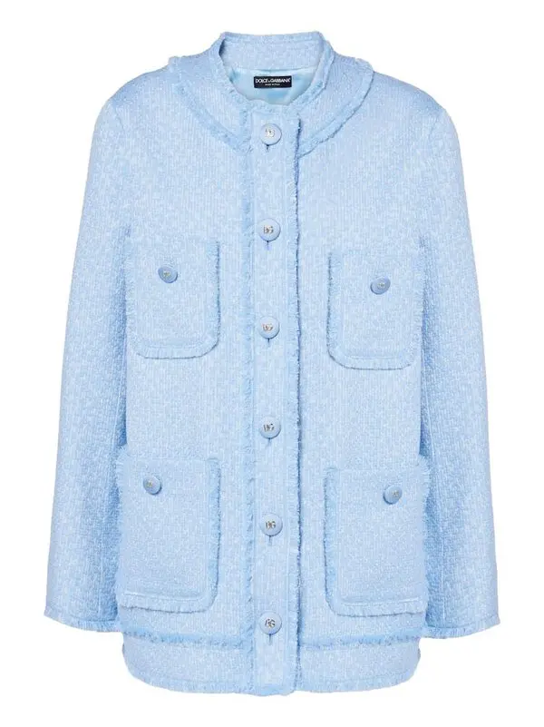Dolce & Gabbana Raschel Wool-blend Tweed Jacket - Blue