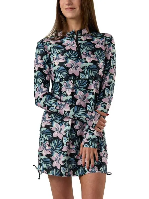 UV SKINZ Convertible Swim Shirtdress - Black Bloom