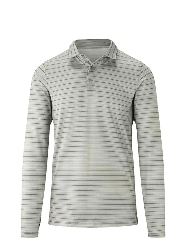 UV SKINZ Long Sleeve Performance Polo - Stone Eagle Stripe