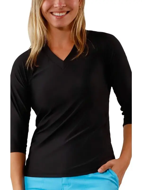 UV SKINZ V-neck Sun & Swim Shirt - Black