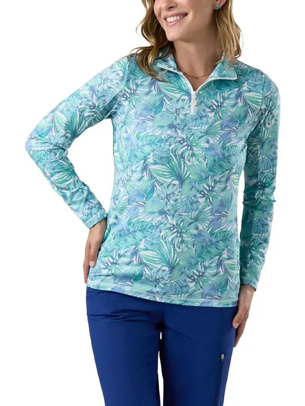 UV SKINZ Quarter Zip Vented Sun Shirt - Lagoon Breeze