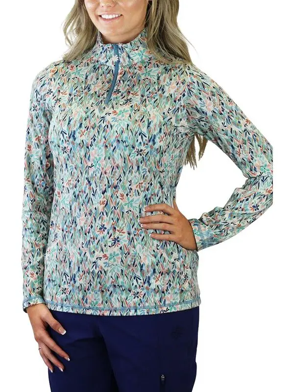UV SKINZ Quarter Zip Vented Sun Shirt - Painted Eden