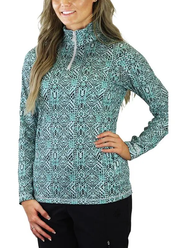 UV SKINZ Quarter Zip Vented Sun Shirt - Shasta Mosaic