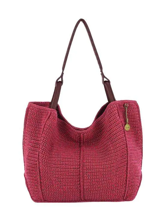 THE SAK Los Feliz Large Hand Crochet Tote Bag - Black Cherry Static