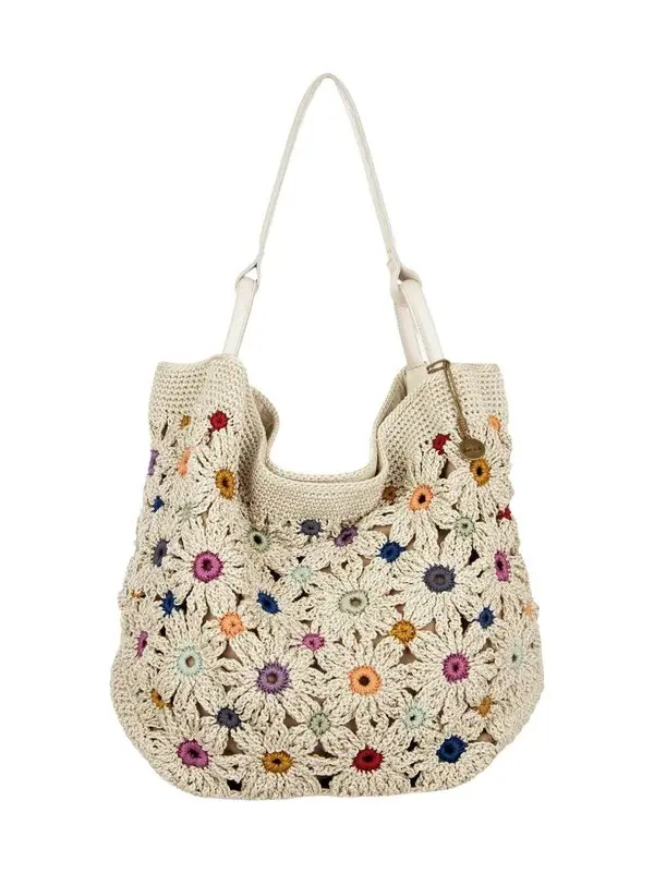 THE SAK Los Feliz Large Leather Tote Bag - Natural Multi Flowers