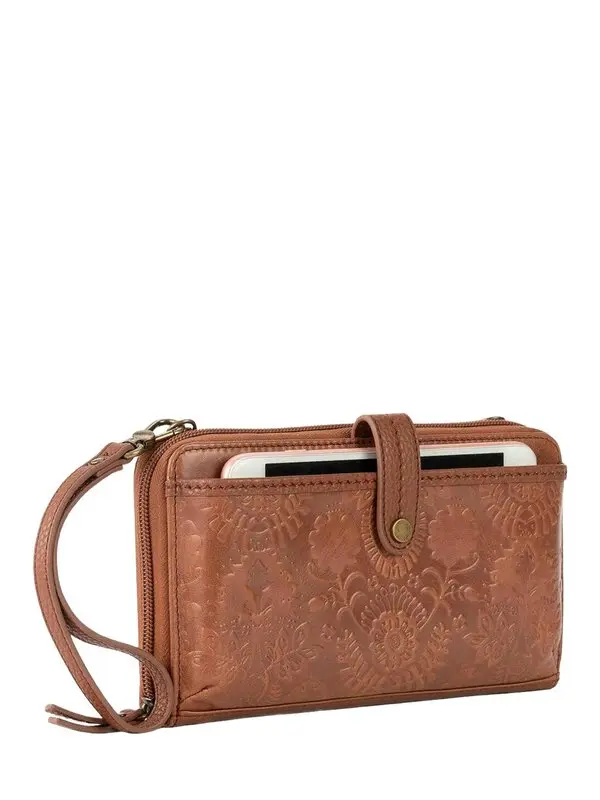 THE SAK Iris Smartphone Crossbody Bag - Tobacco Floral Emboss