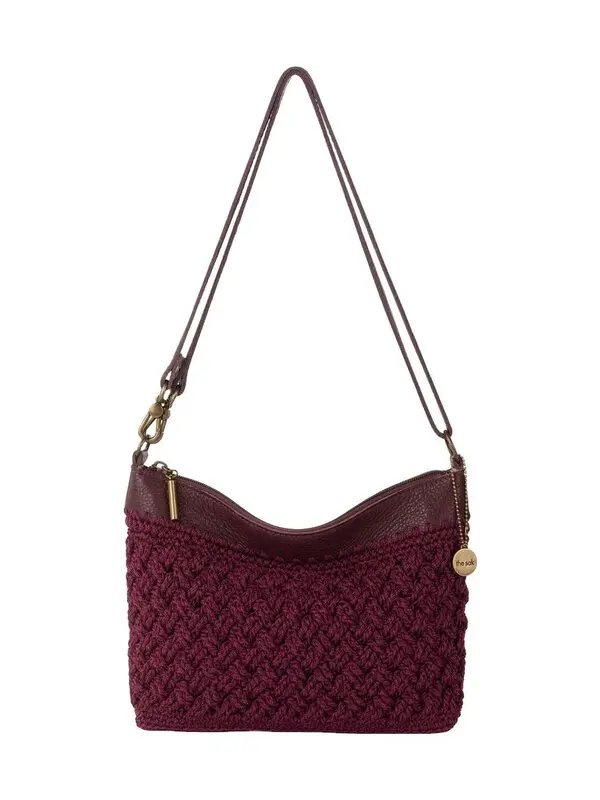 THE SAK Lumi Convertible Crossbody Hand Crochet Bag - Black Cherry Cozy