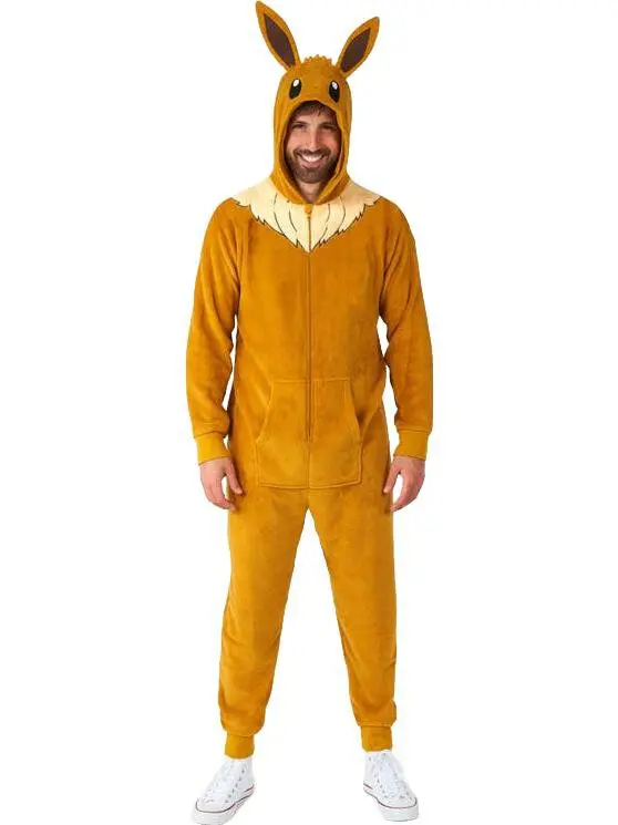 Opposuits Pokémon™ Eevee Hooded Long Sleeve Fleece Jumpsuit - Beige