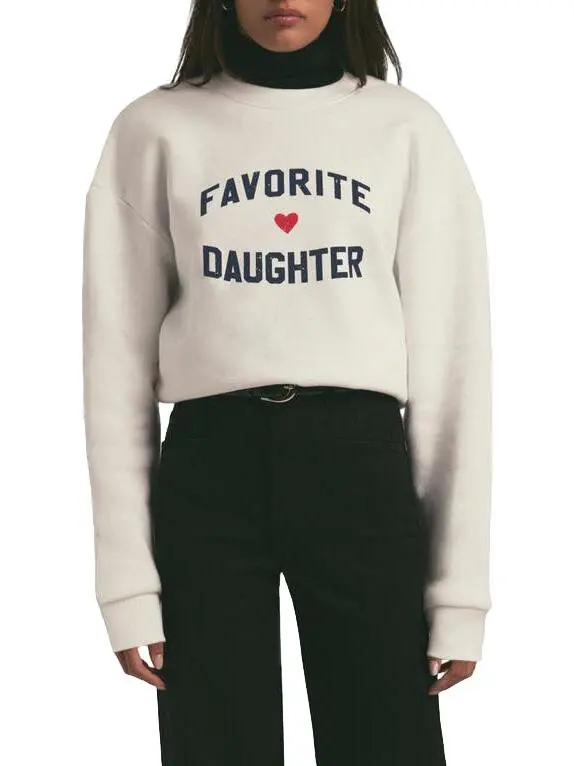 FAVORITE DAUGHTER Relaxed Fit Sweatshirt - White W/ Navy