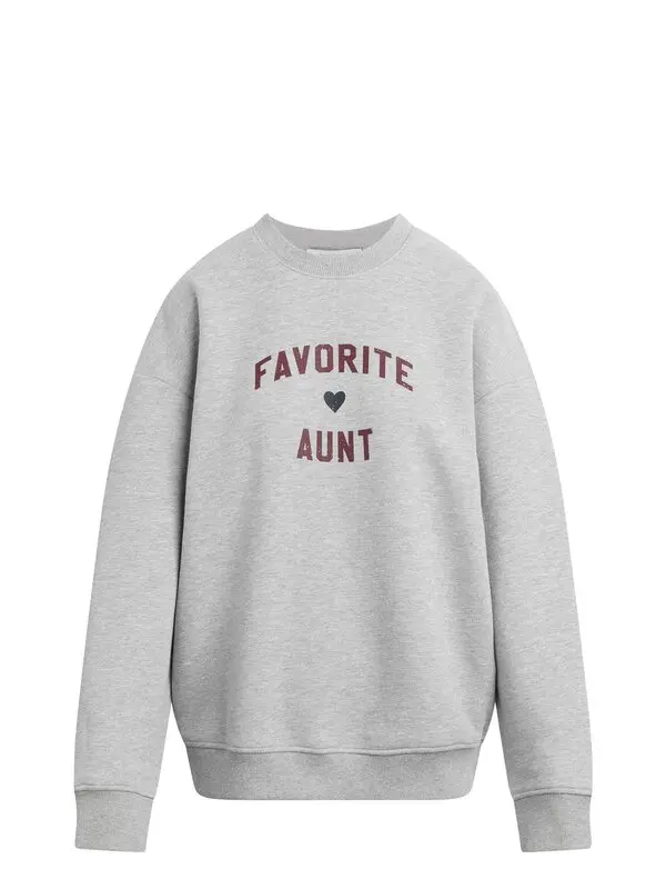 FAVORITE DAUGHTER Favorite Aunt Graphic Sweatshirt - Heather Grey/burgundy